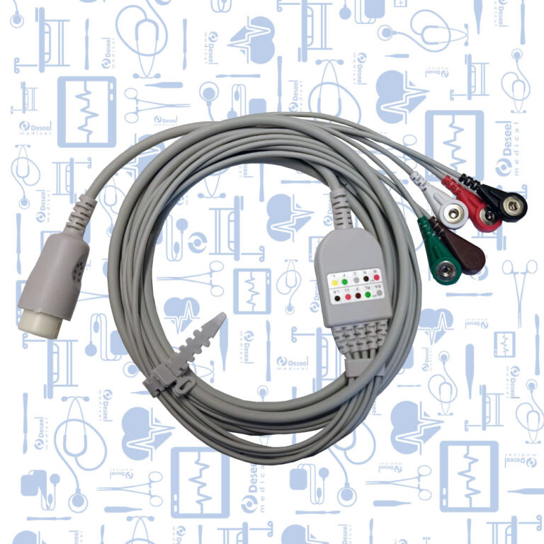 Cable ECG Completo AHA 5 Derivaciones Tipo Broche - Deseel Medical